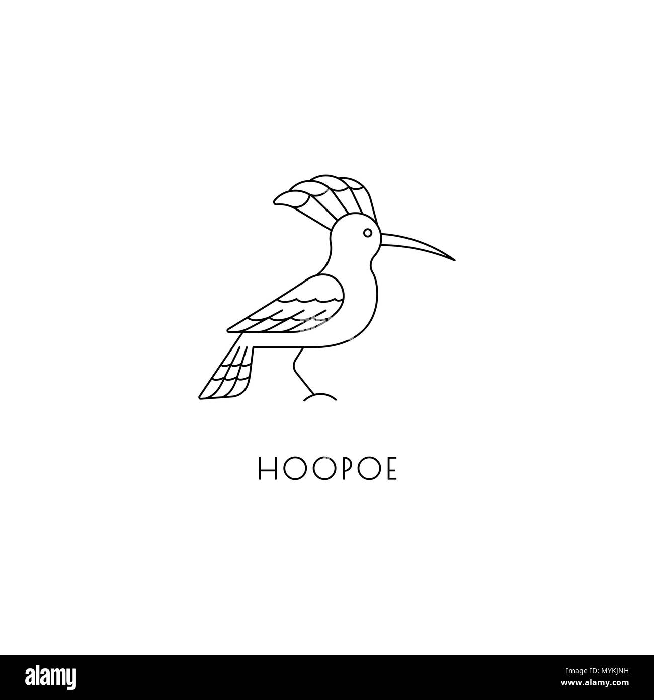 Hoopoe linear sign bird isolated on white. Vector logo design Stock ...
