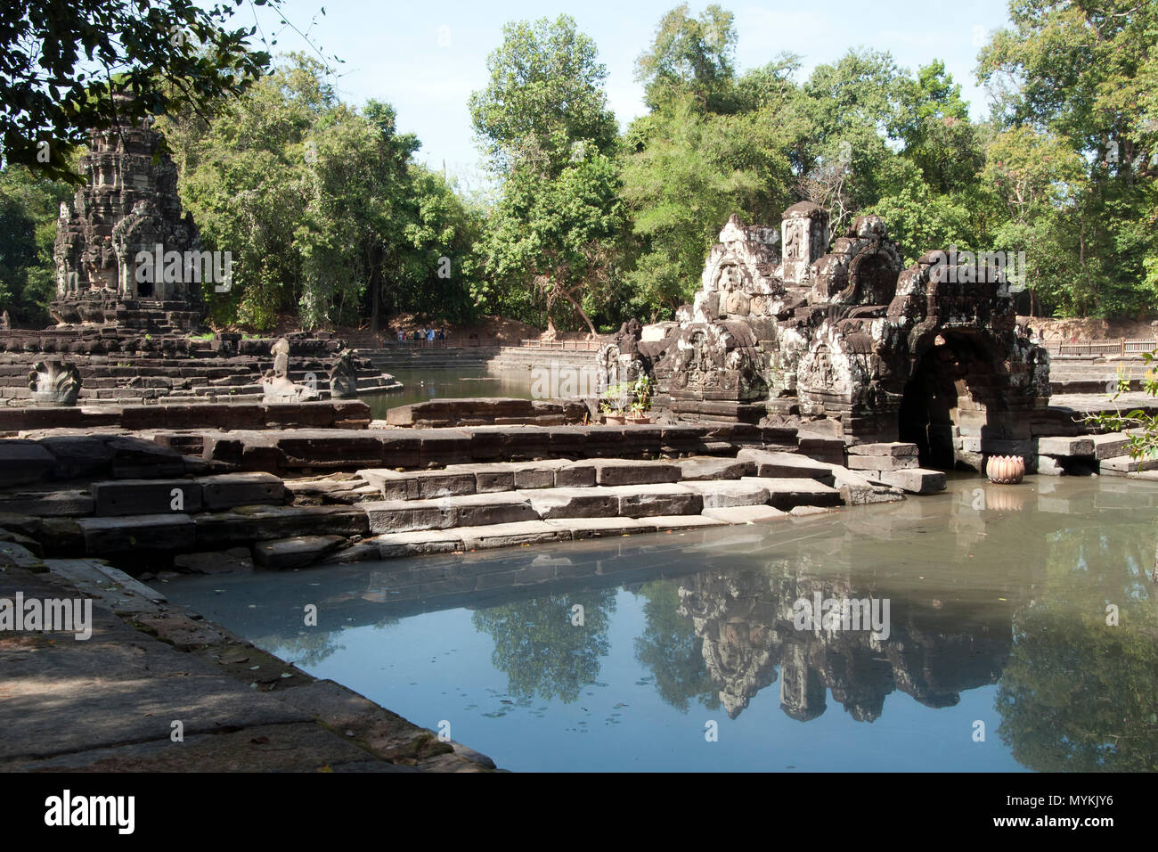 Siem Reap Cambodia, view of the island temple Preah Neak Poan complex ...