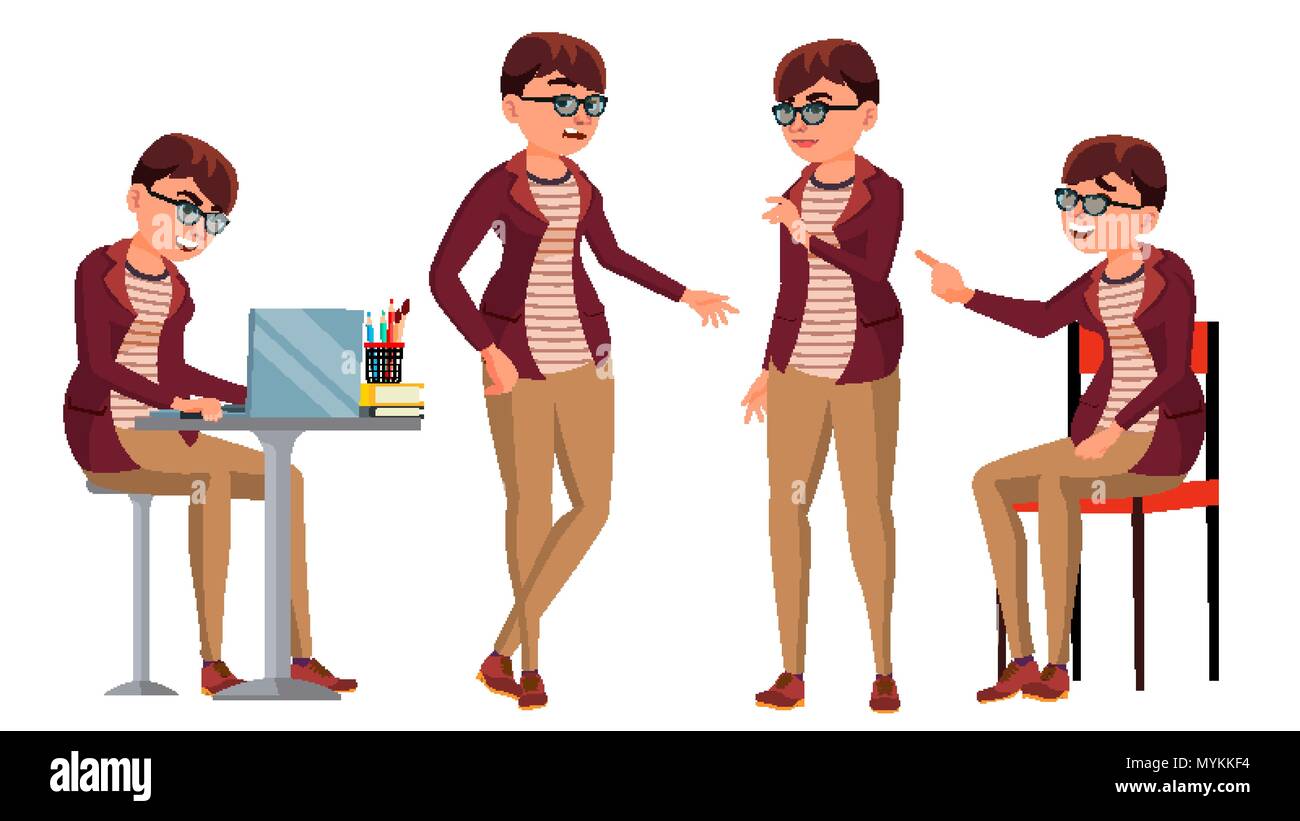 Office Worker Vector. Woman. Happy Clerk, Servant, Employee. Business ...