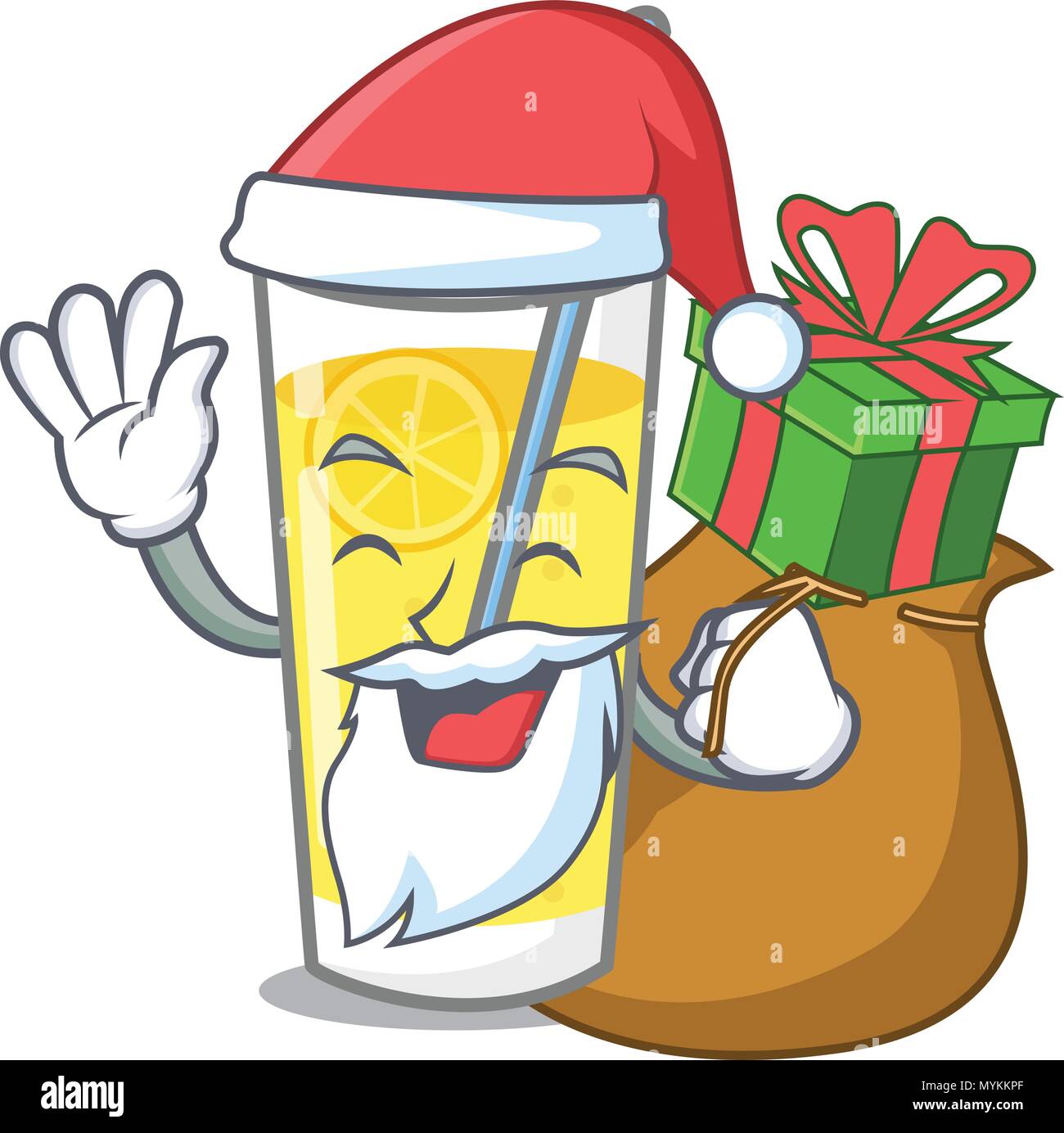 Santa with gift lemonade mascot cartoon style Stock Vector Image & Art ...