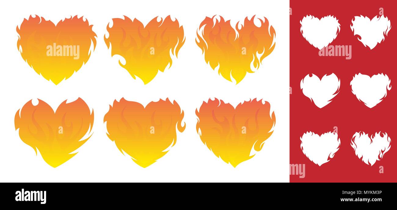 Burning Heart icon set Stock Vector Image & Art - Alamy