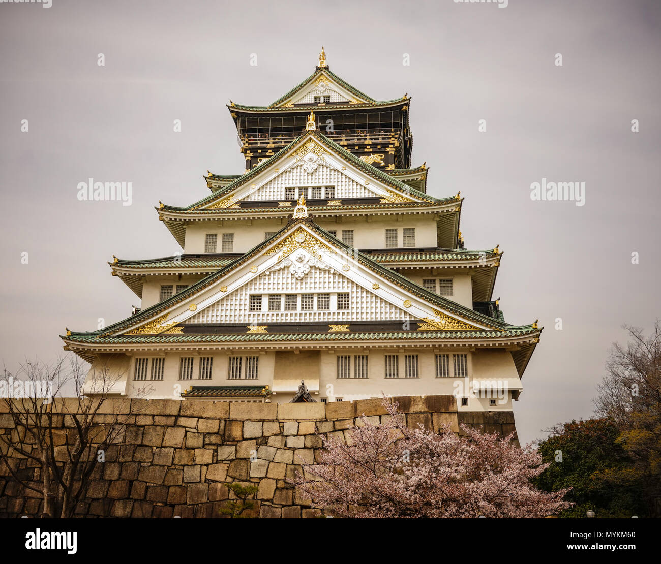Osaka, Japan - Apr 7, 2014. View of Osaka Castle (Osakajo) in spring ...