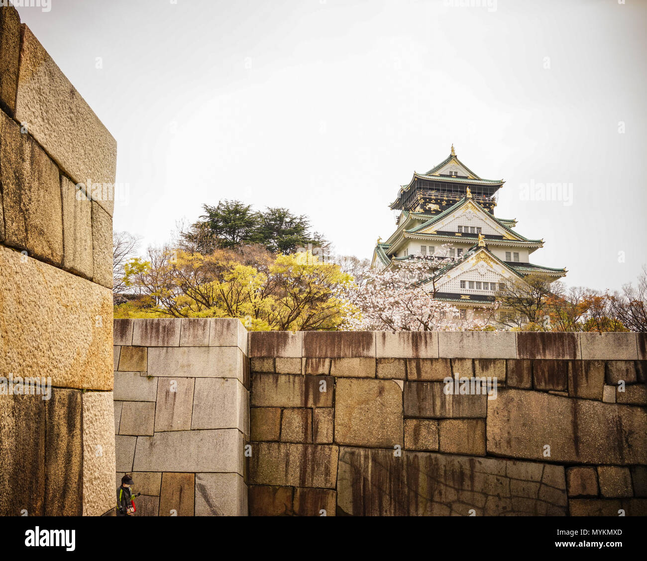 Osaka, Japan - Apr 7, 2014. View of Osaka Castle (Osakajo) in spring ...