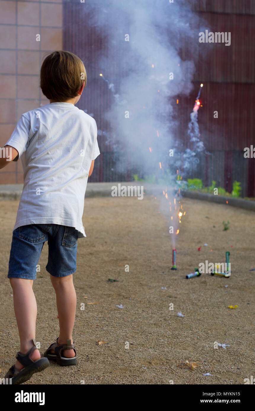 boy playing with fireworks Stock Photo - Alamy