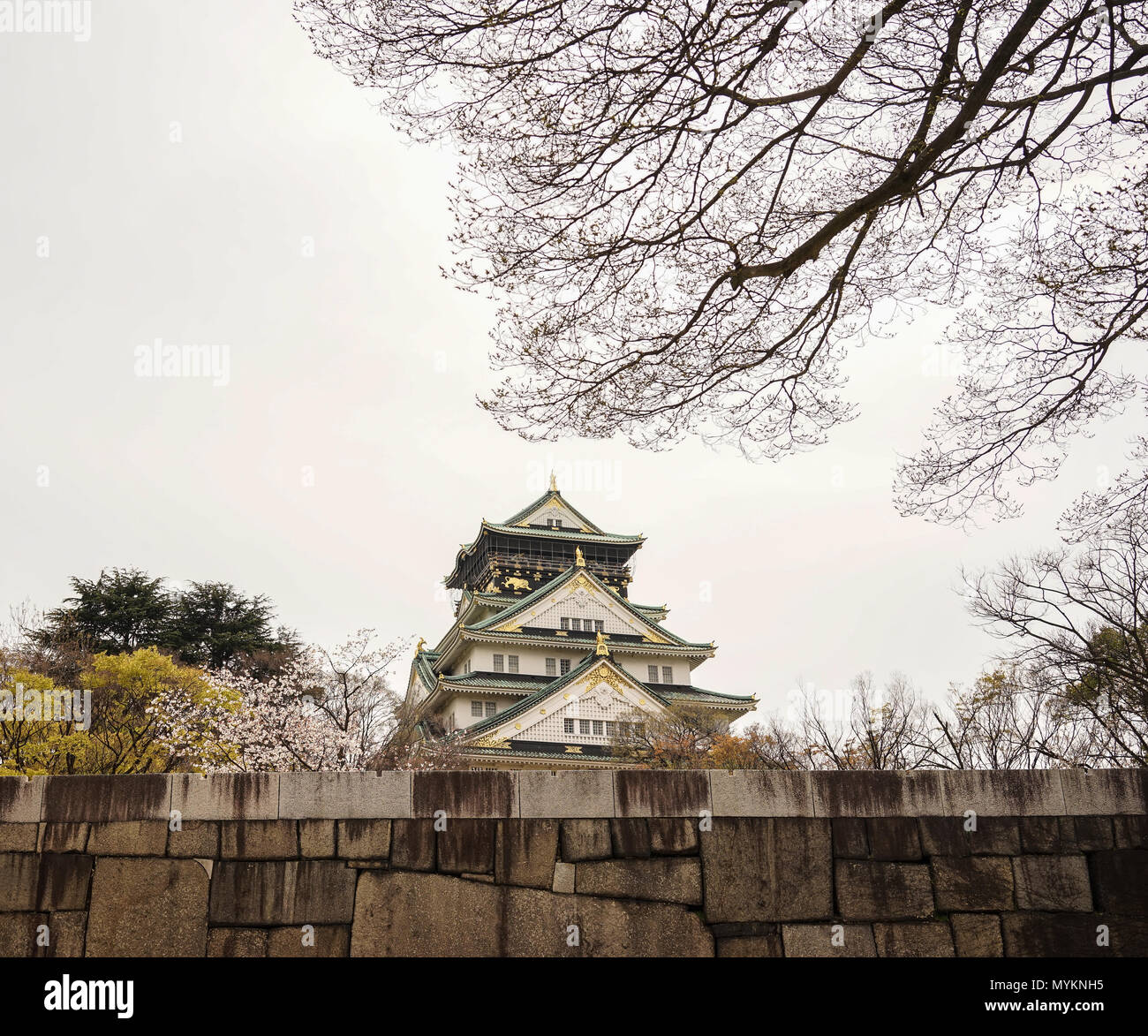 Osaka, Japan - Apr 7, 2014. View of Osaka Castle (Osakajo) in spring ...