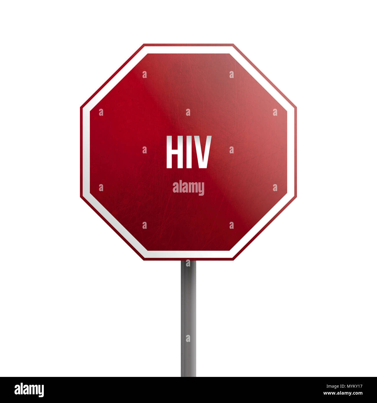 hiv - red sign isolated on white background Stock Photo - Alamy
