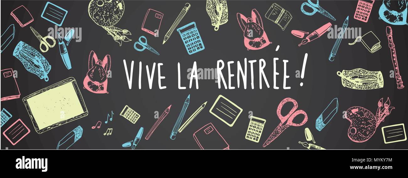 French Back to school doodles vector banner Stock Vector Image & Art ...