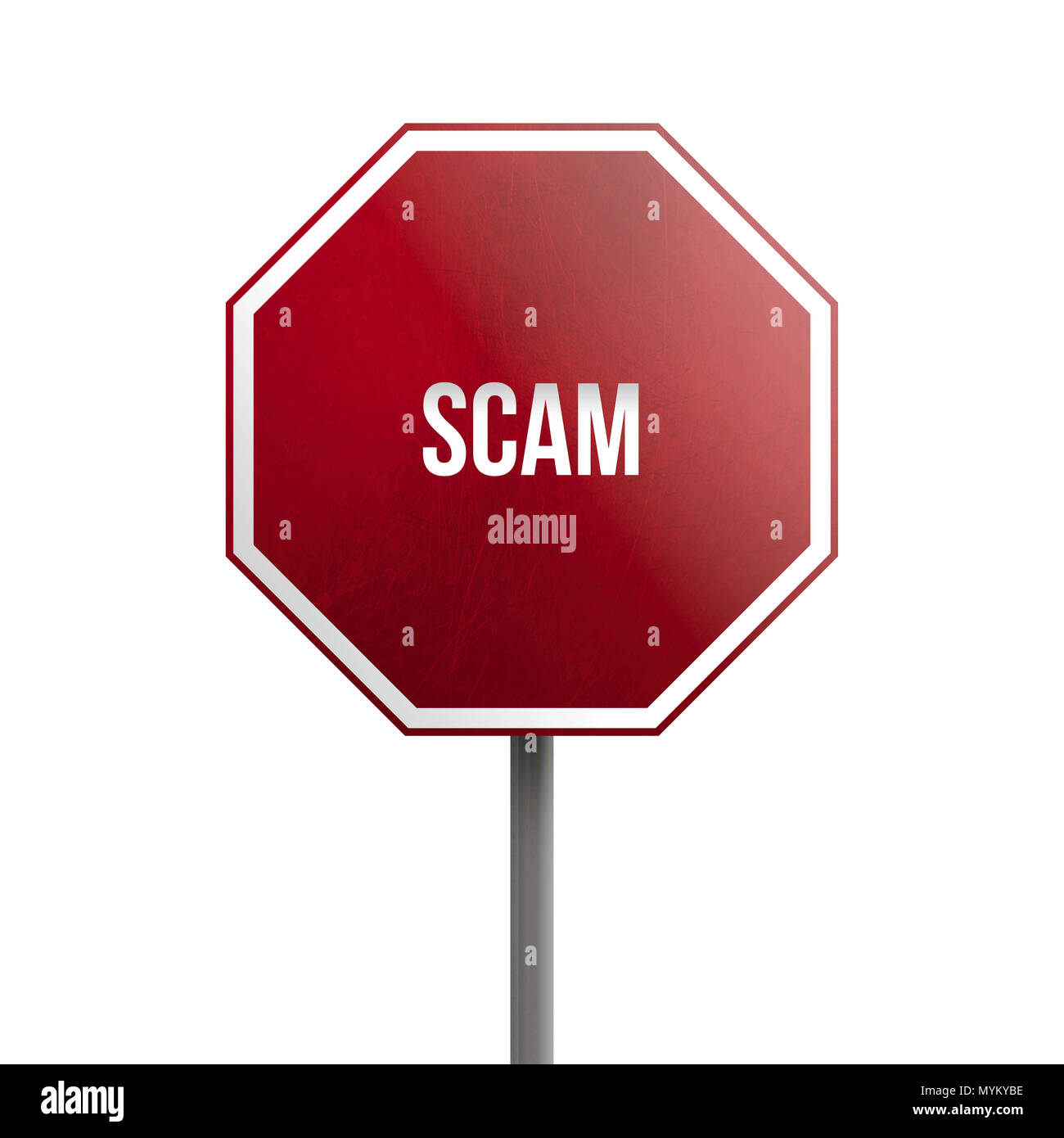 scam - red sign isolated on white background Stock Photo - Alamy