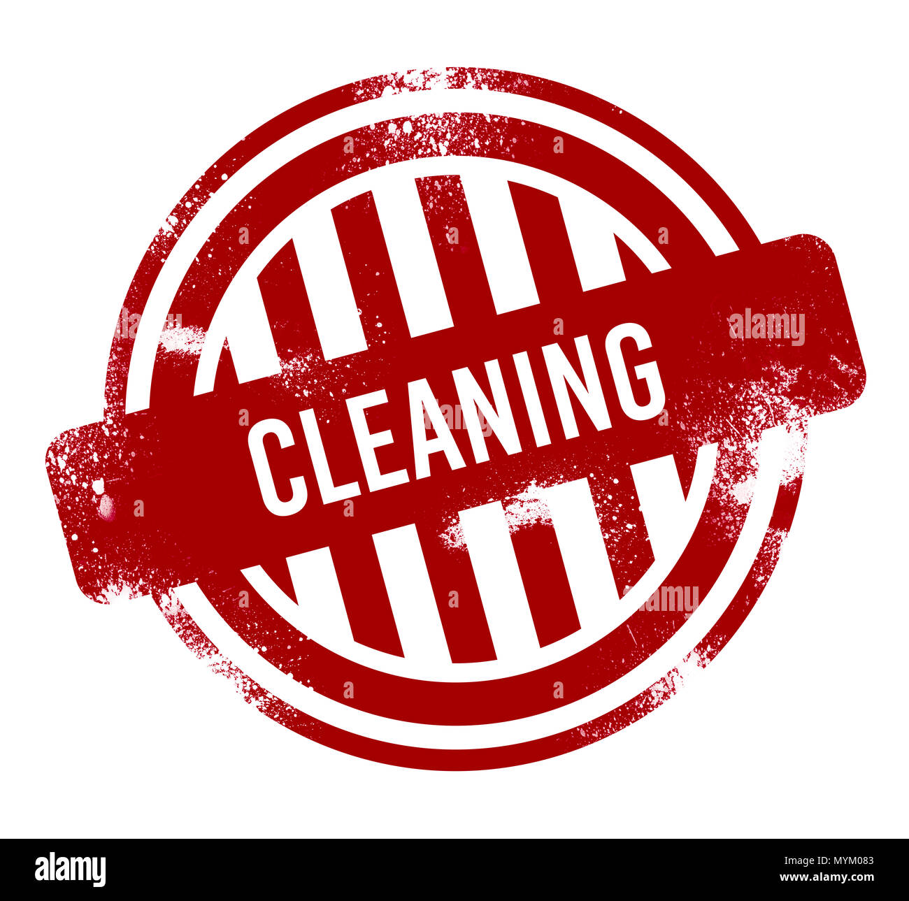 cleaning - red grunge button, stamp Stock Photo - Alamy