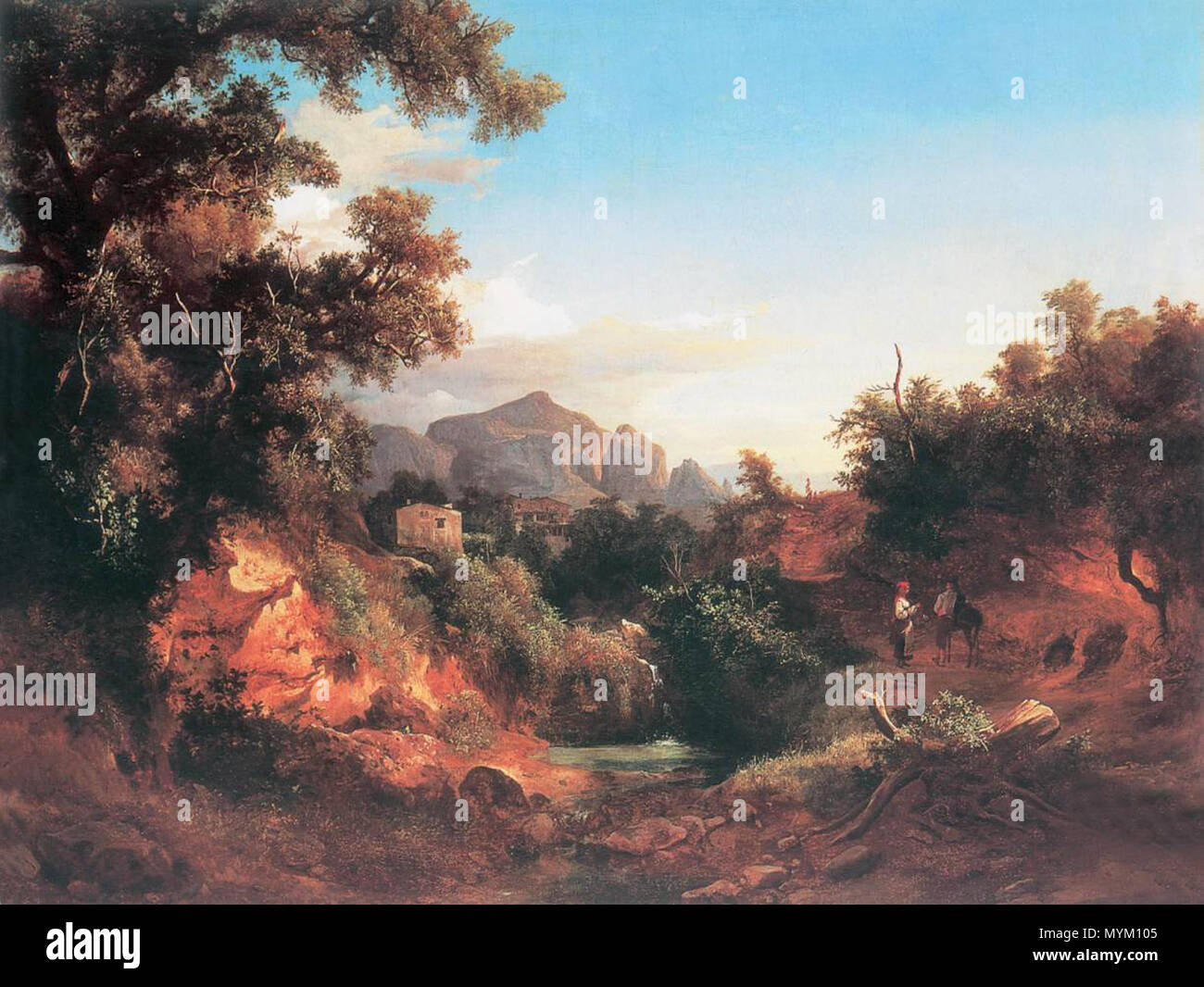 348 Markó, Károly (Y) - Lovers in Italian Landscape (1853 Stock Photo ...