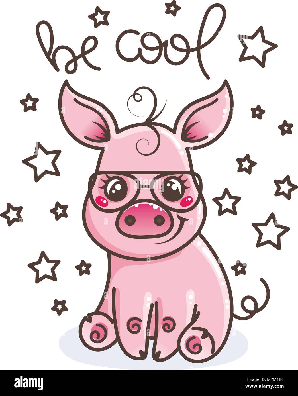 Pig in glasses Stock Vector Images - Alamy