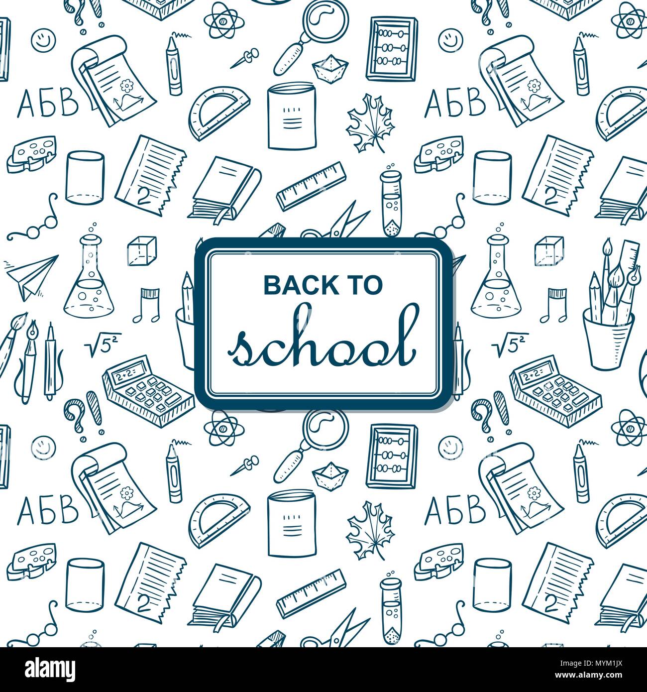 Back to School background with supplies. Sketchy notebook doodles ... Back to School background with supplies. Sketchy notebook doodles ...