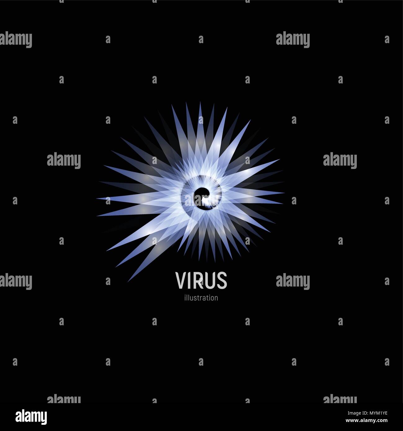 Virus logo, bacteria icon, ice crystal sign. Abstract shape from ...