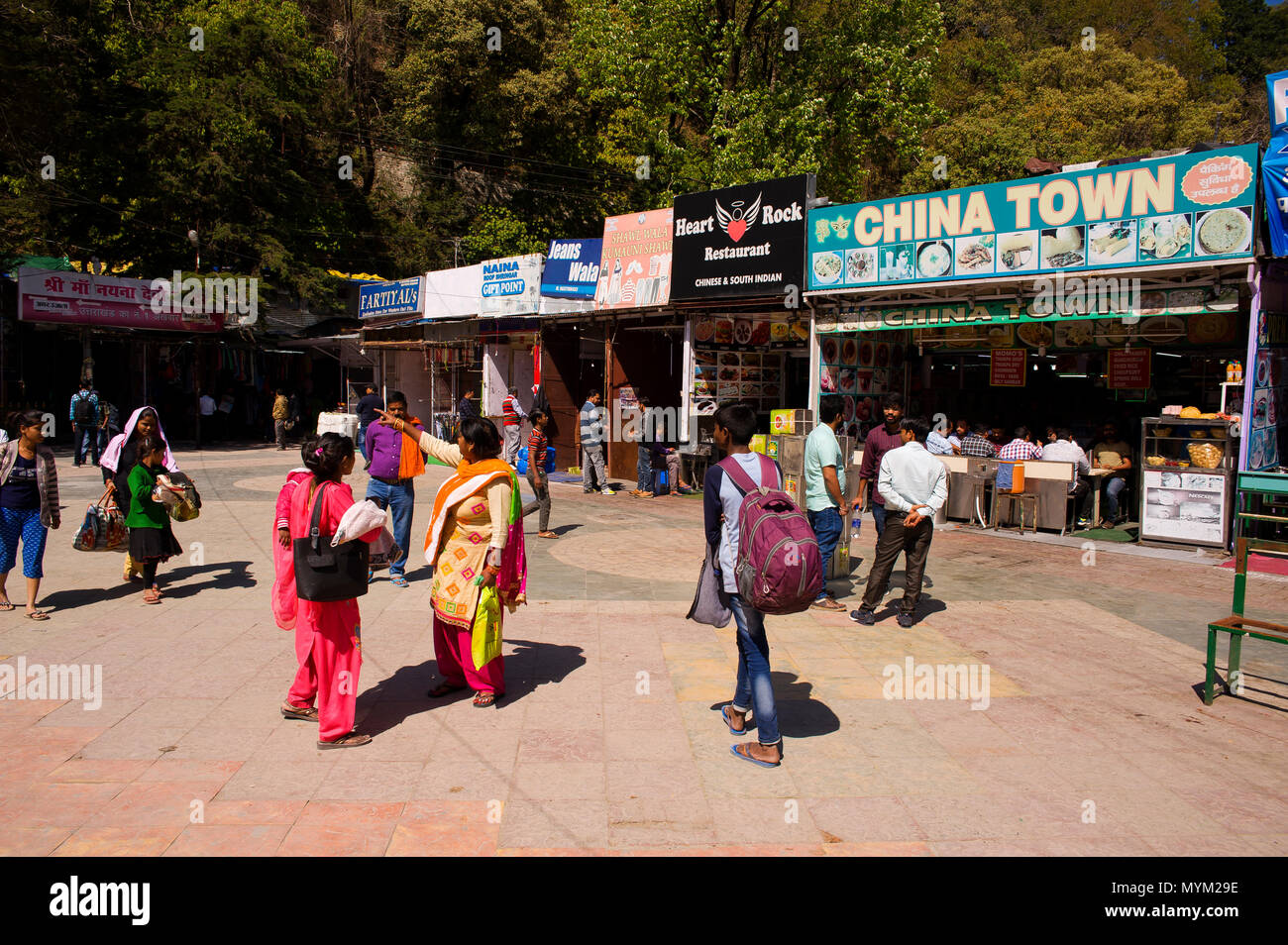 Indian people visiting China Town area market, Naini Tal, Uttarakhand ...