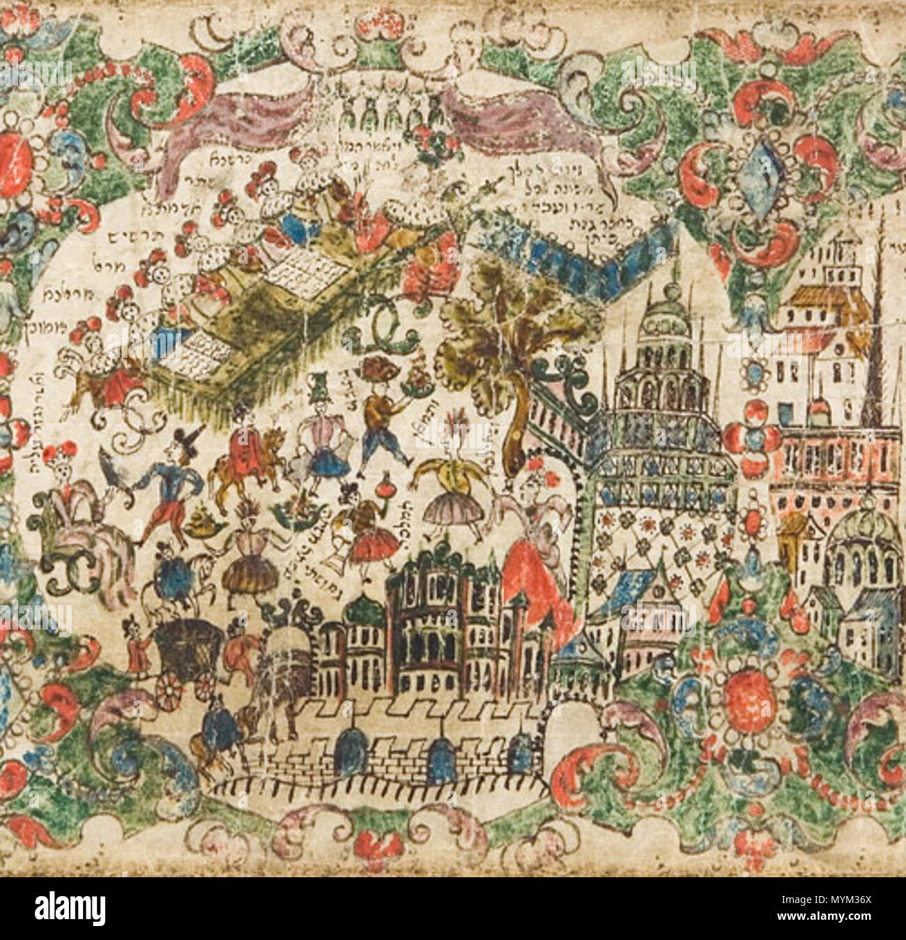 . English: An intricately illustrated early 18th-century manuscript ...