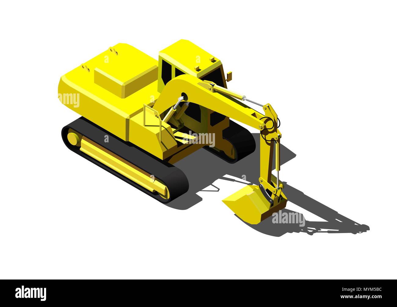 Heavy excavator isolated on white. Modern isometric construction ...