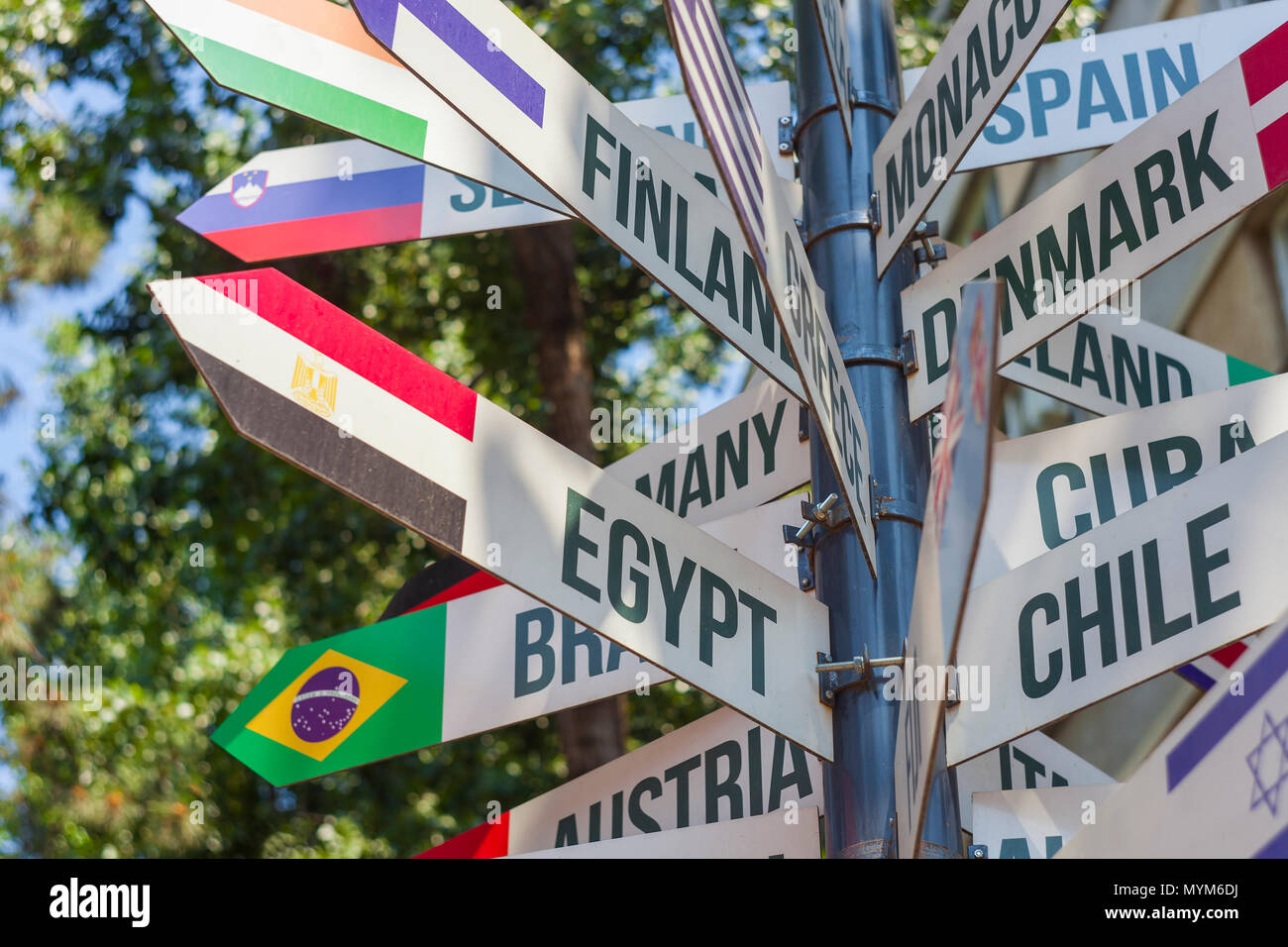 sign with arrows of country directions Stock Photo - Alamy