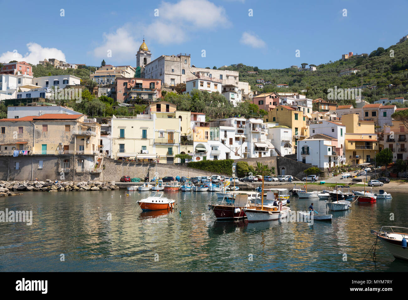 View over harbour and town of Marina della Lobra on the Sorrento ...