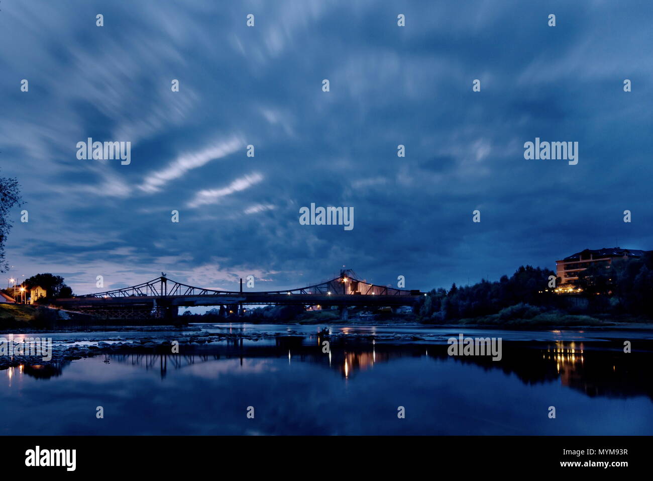 Bridge long exposure at blue hour Stock Photo - Alamy