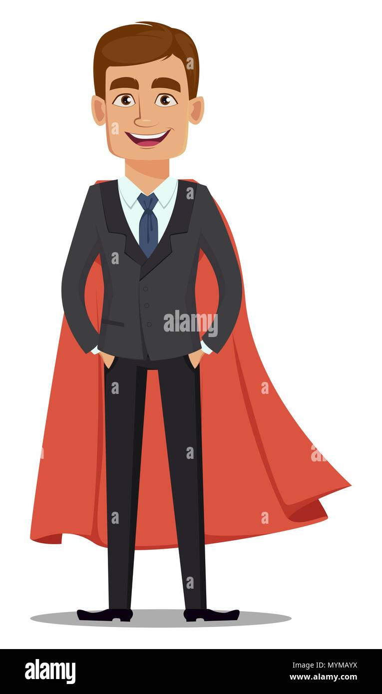 Handsome banker in business suit. Cheerful cartoon character wearing a ...