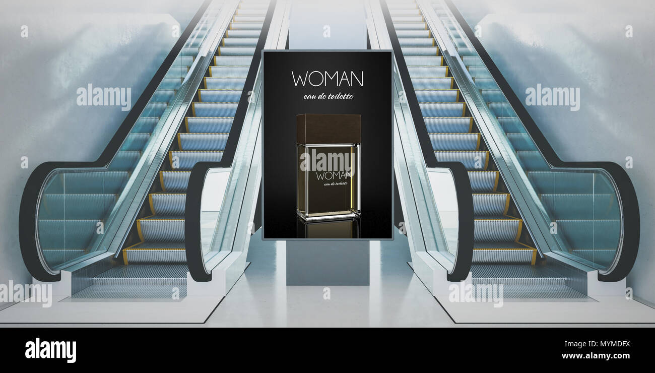 billboard perfume advertisement on underground station 3d rendering ...