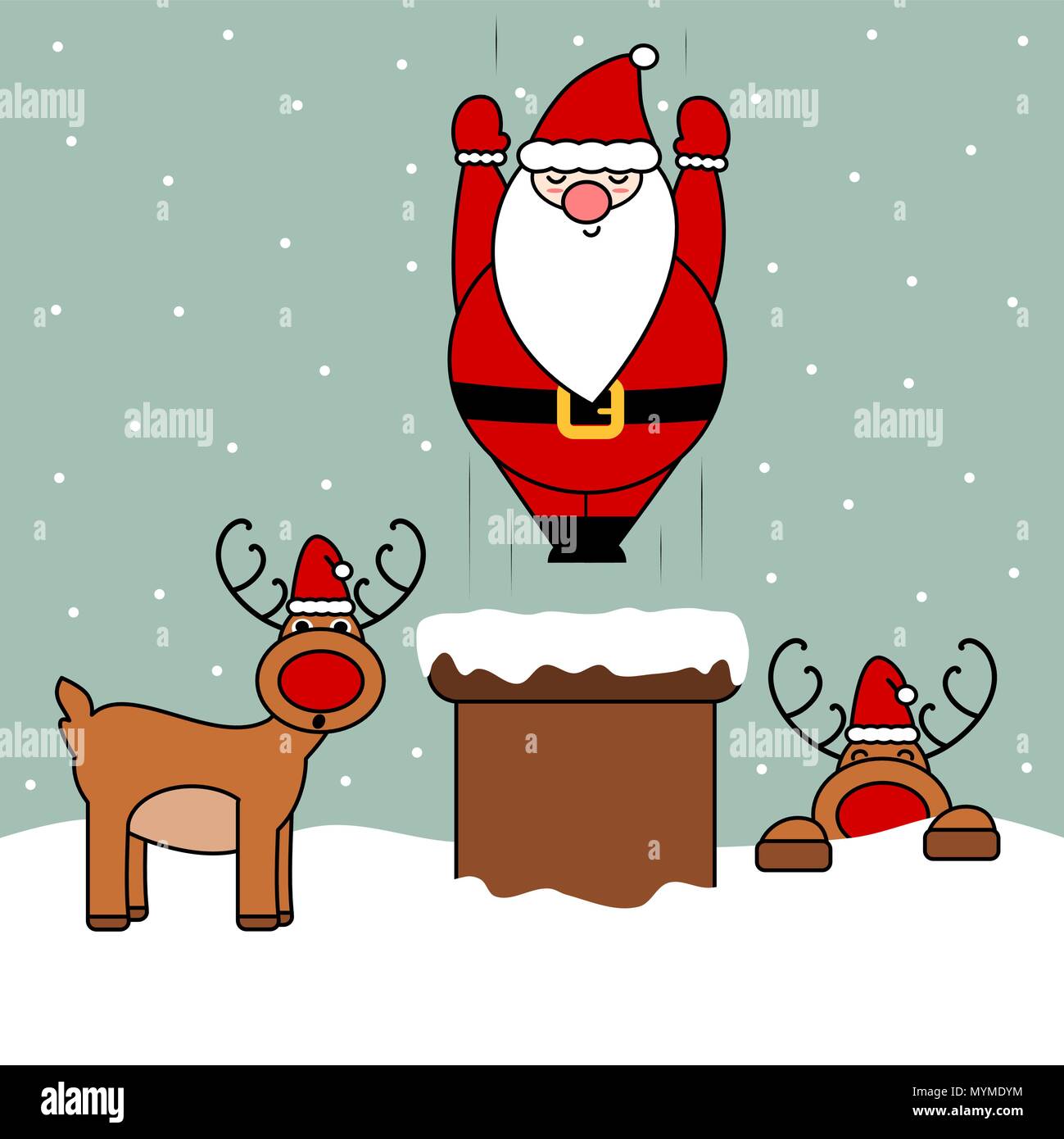 cute cartoon vector funny christmas illustration of Santa Claus falling ...