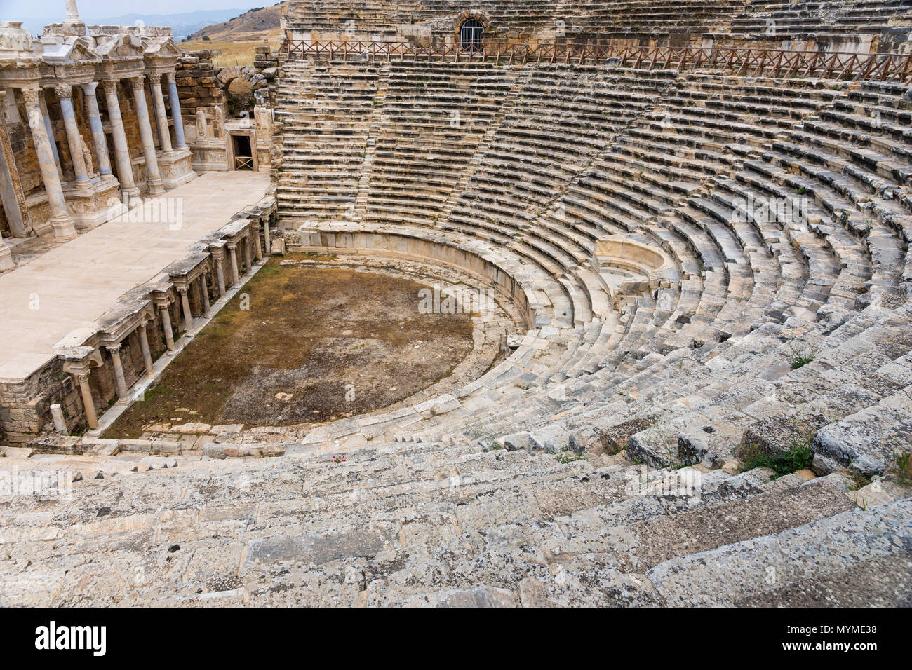 Theatre and Greek amphitheatre at Hierapolis at the hot springs near ...