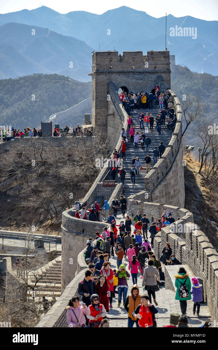 BADALING, CHINA - MARCH 13, 2016: Great Wall of China. Tourists ...