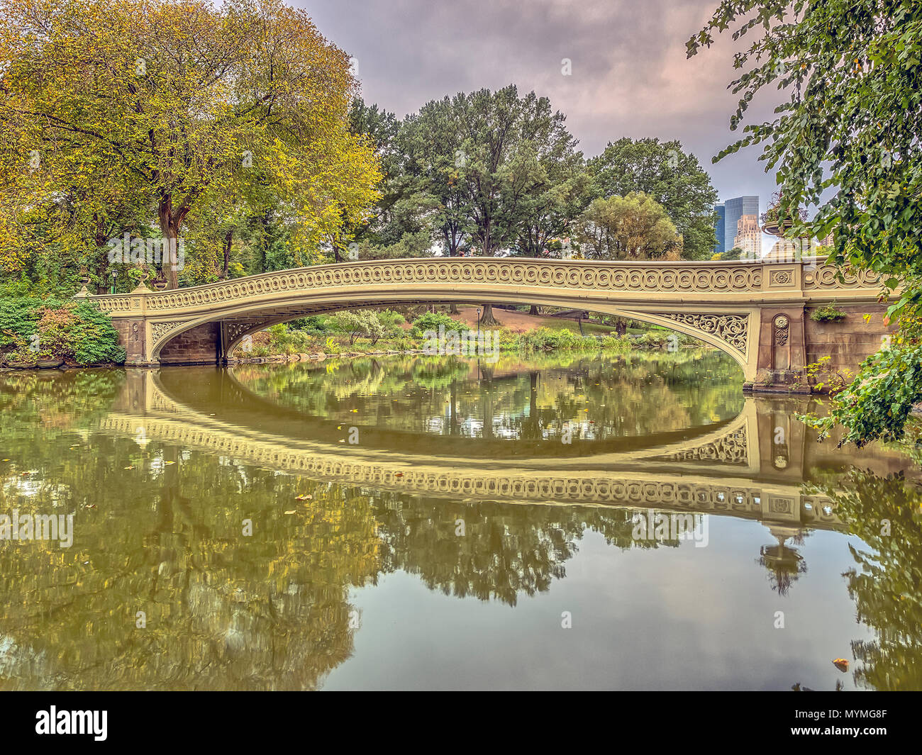 The Bow Bridge is a cast iron bridge located in Central Park, New York ...