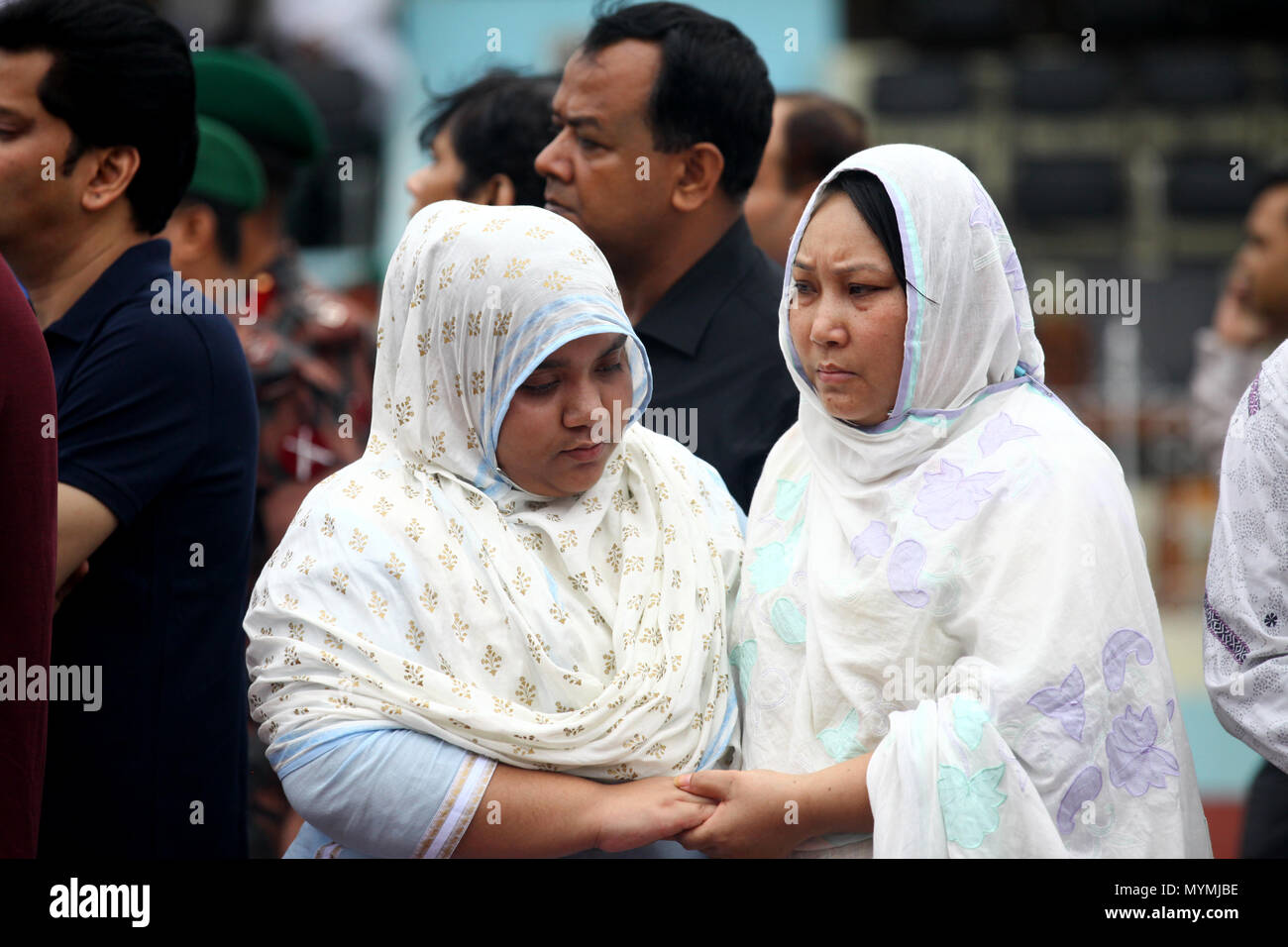 Dhaka, Bangladesh - July 04, 2016: Relatives of Bangladeshi victims of ...