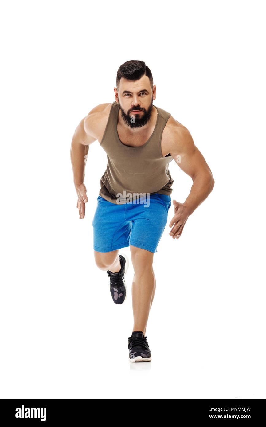 Running sport man runner sprinting Cut Out Stock Images & Pictures - Alamy