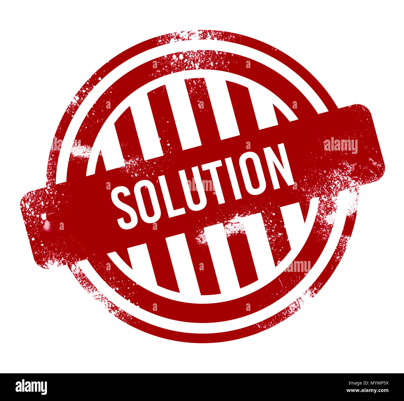 Solution red grunge button hi-res stock photography and images - Alamy