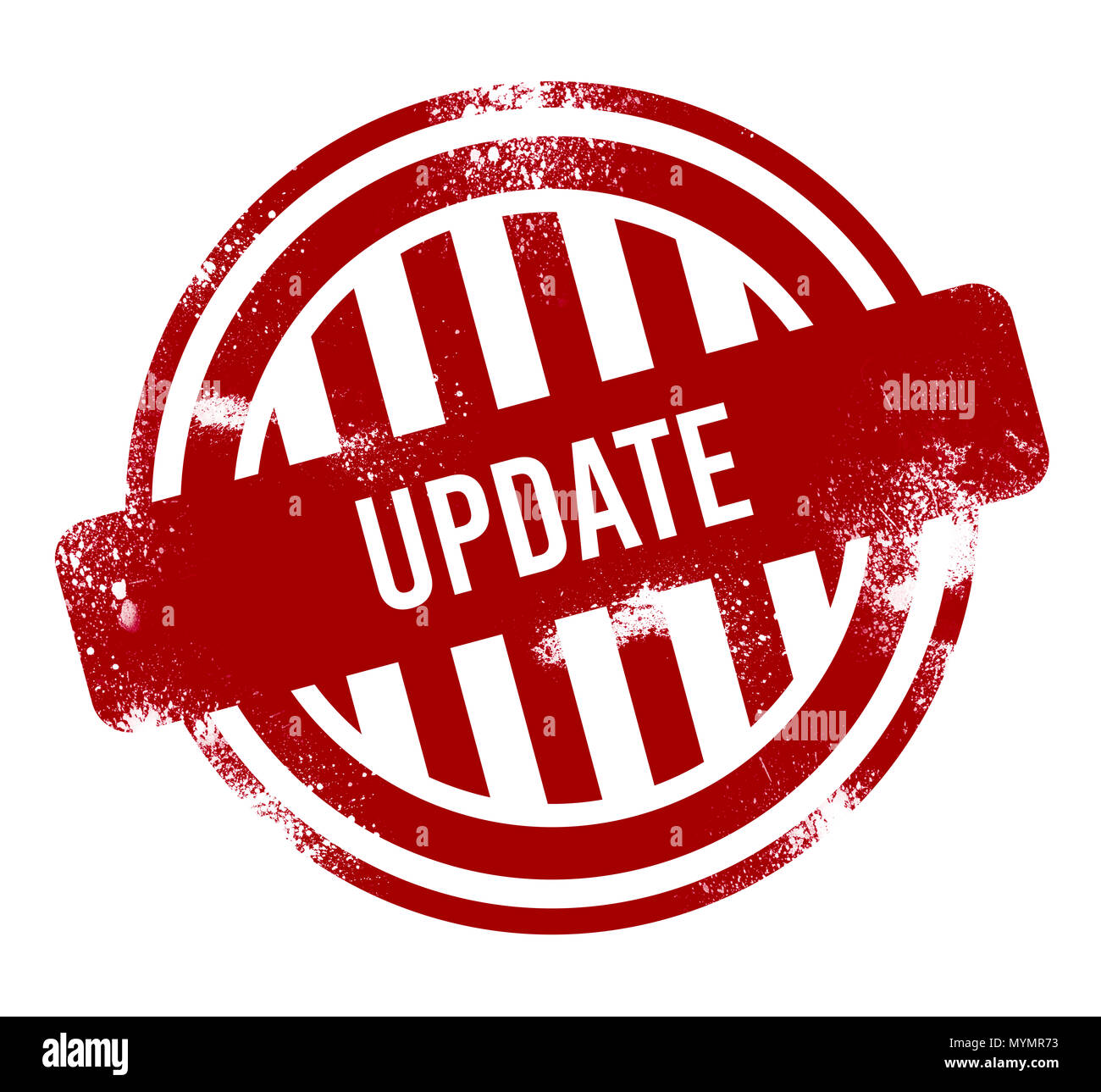 update - red grunge button, stamp Stock Photo - Alamy