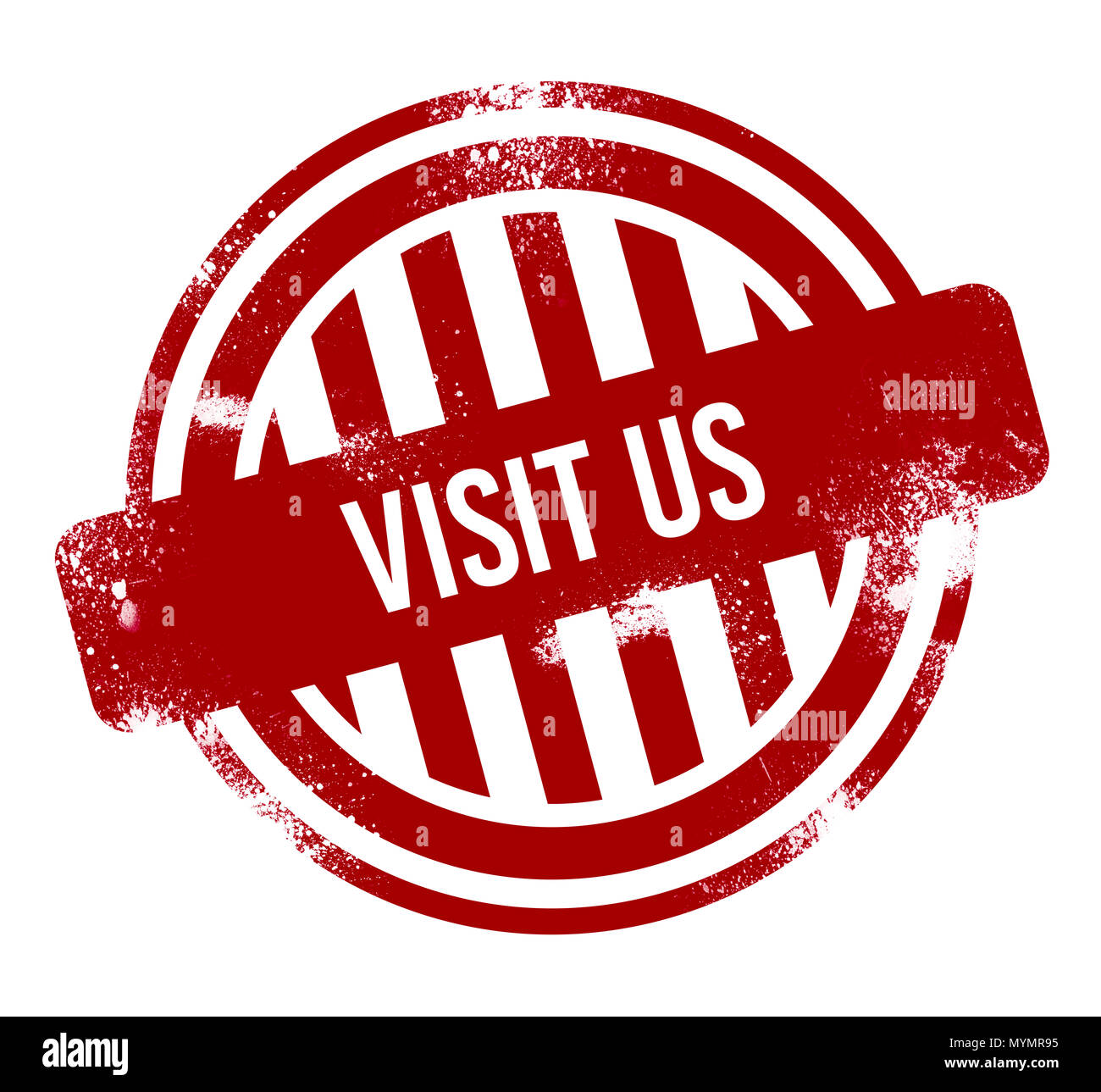 visit us - red grunge button, stamp Stock Photo - Alamy
