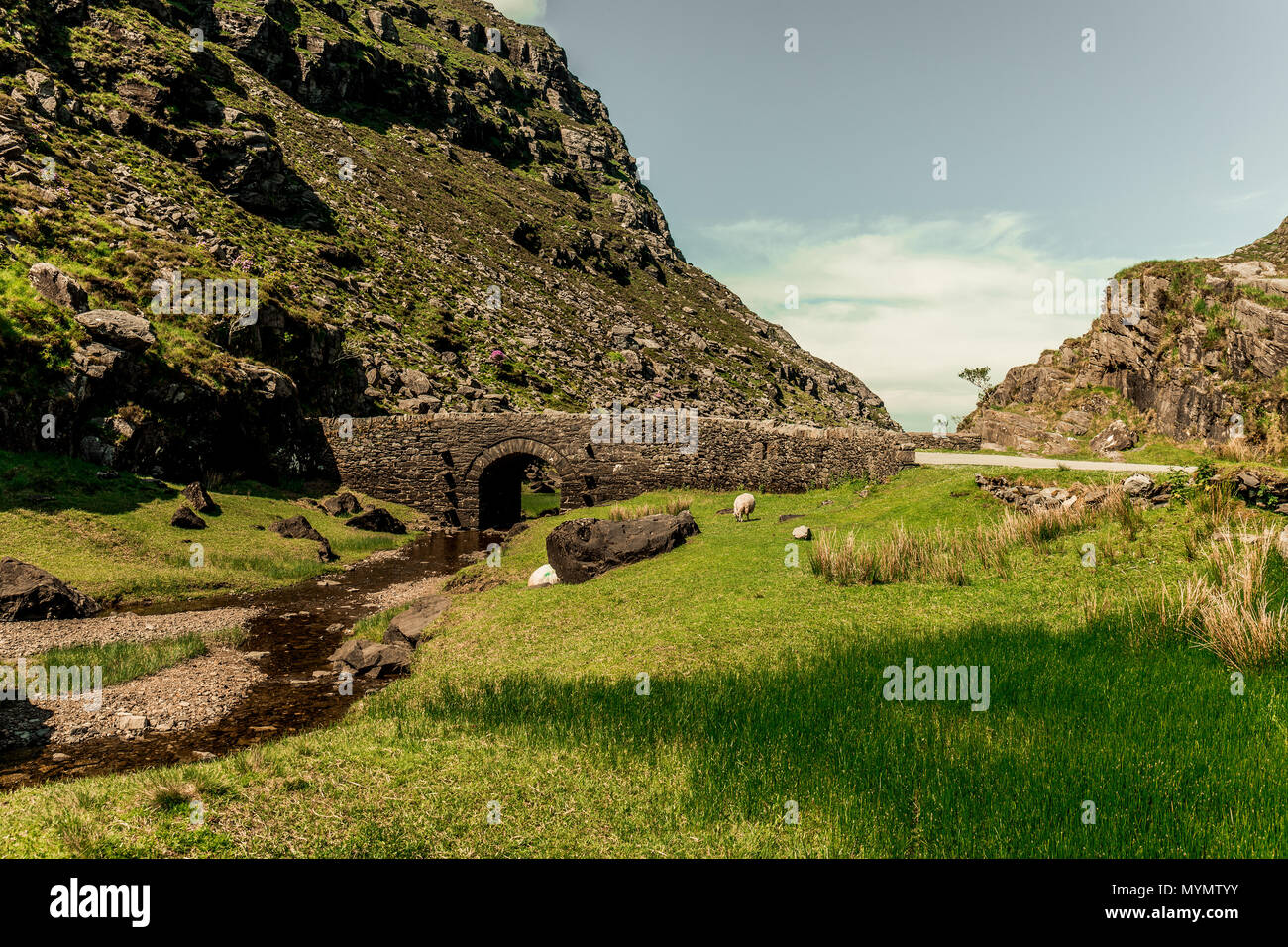 Wishing Bridge of Gap of Dunloe, a narrow mountain pass forged between ...