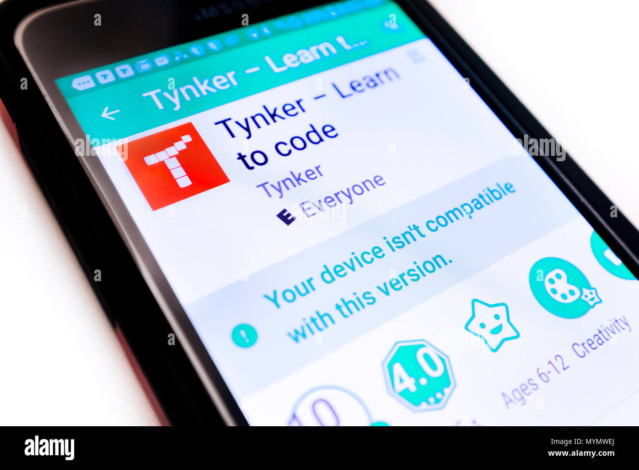 Illustrative Editorial image of a Samsung smartphone with the Tynker ...