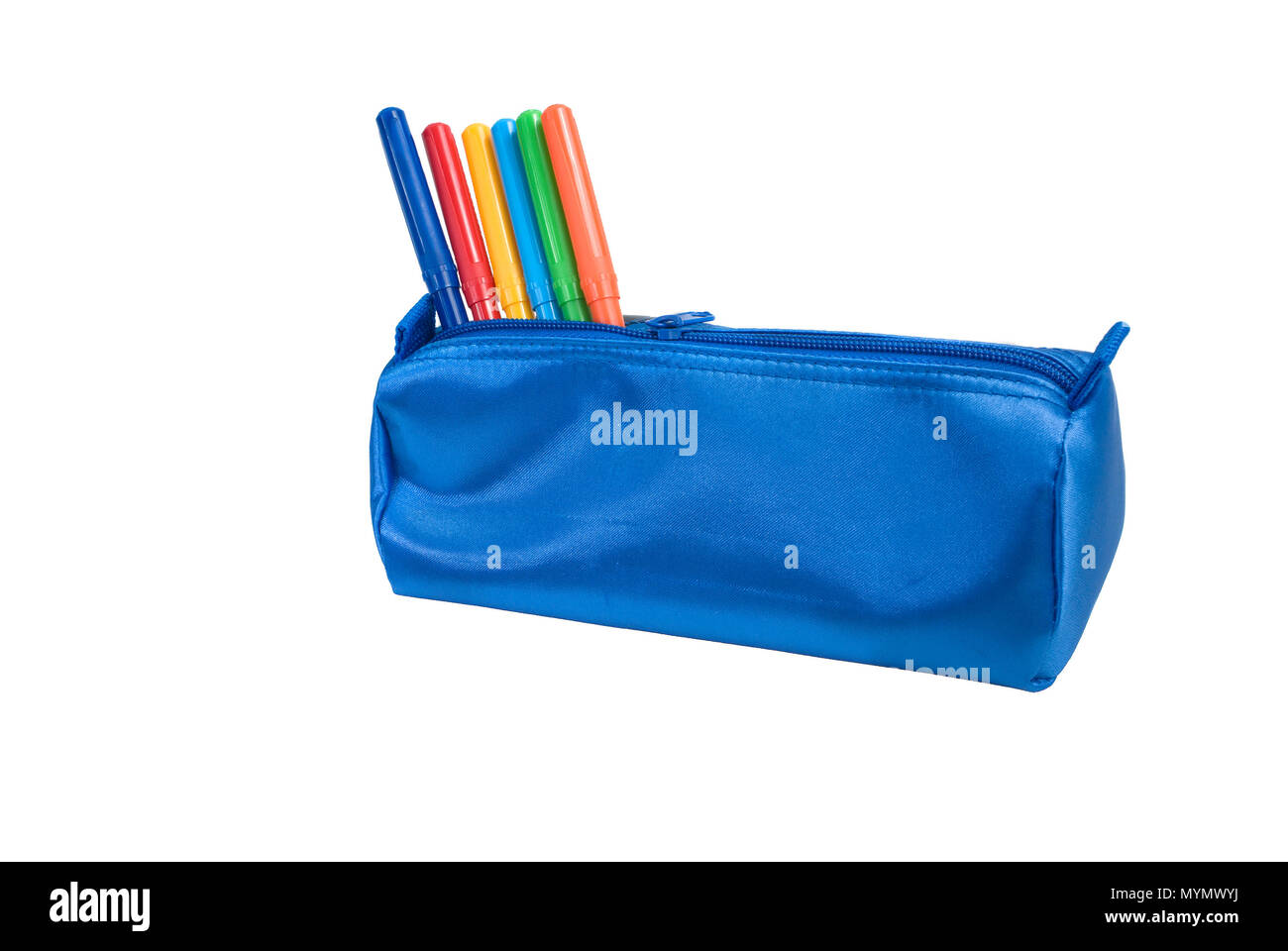 A Blue school case isolated on a white background Stock Photo - Alamy