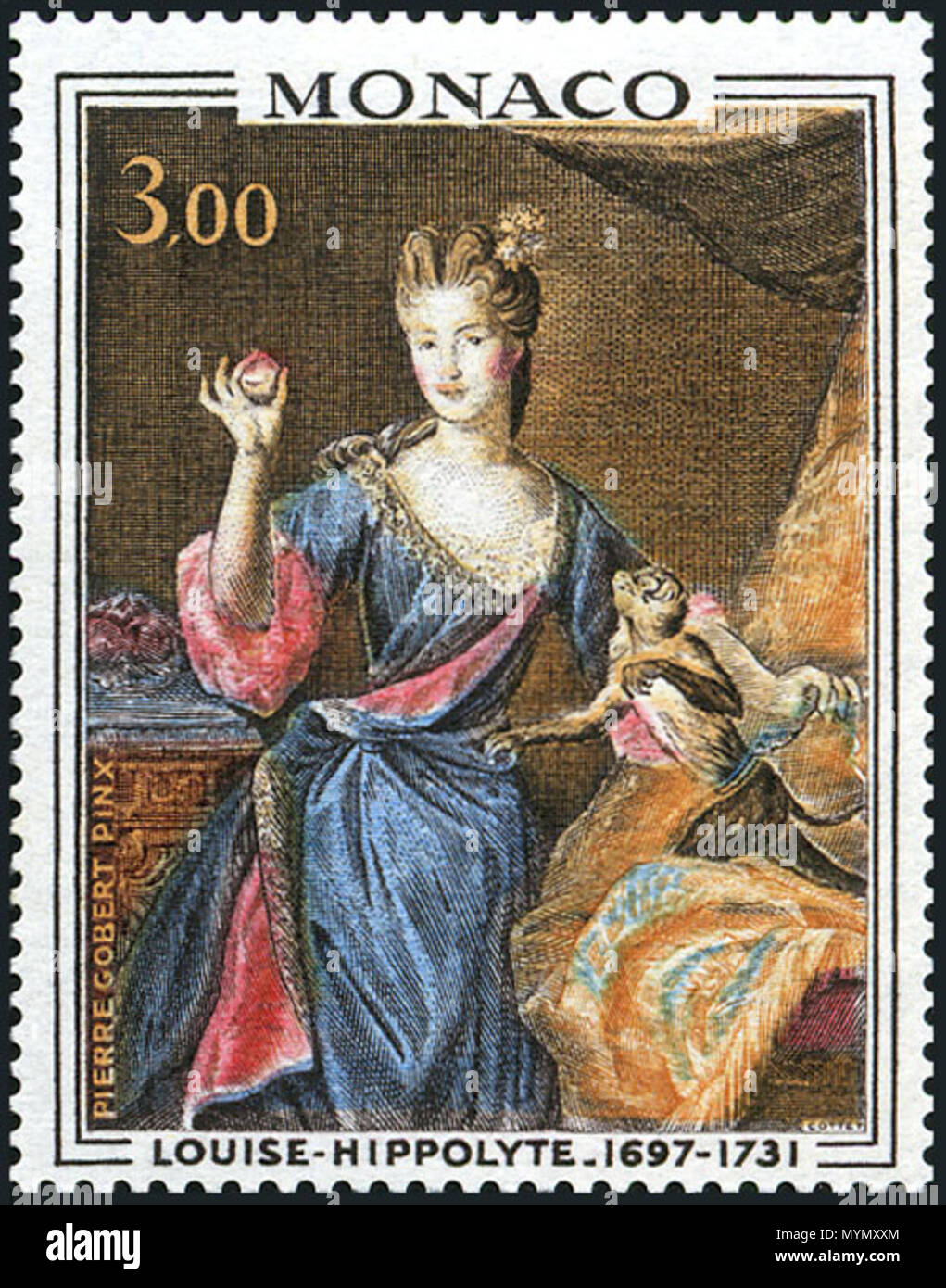 . English: Stamp of Louise Hippolyte of Monaco (original painting in ...