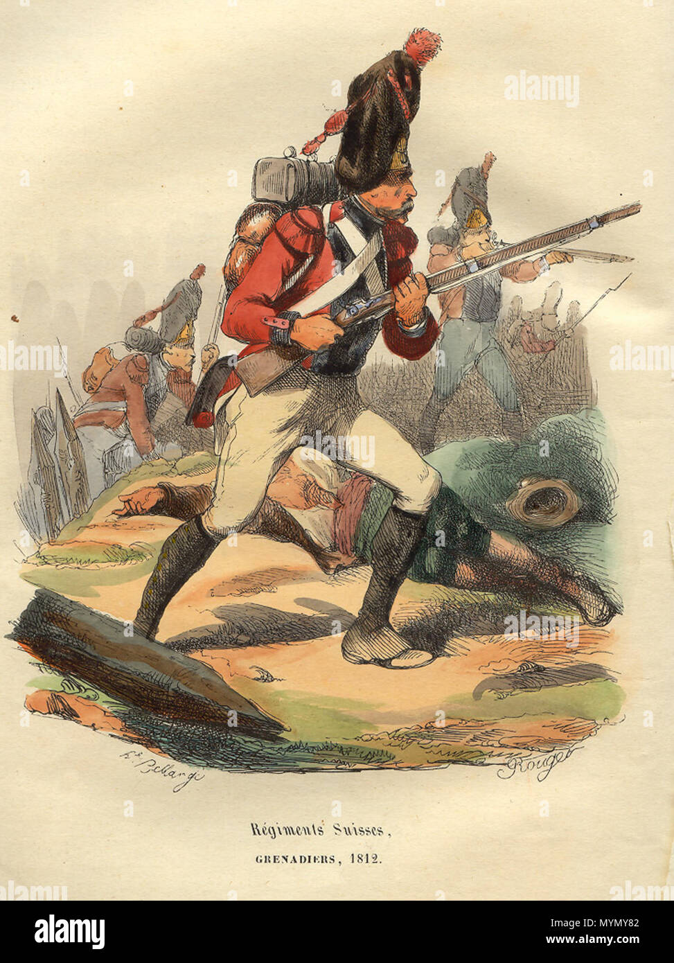 . Swiss grenadiers from Napoleon troops (3-d regiment). From book of P ...
