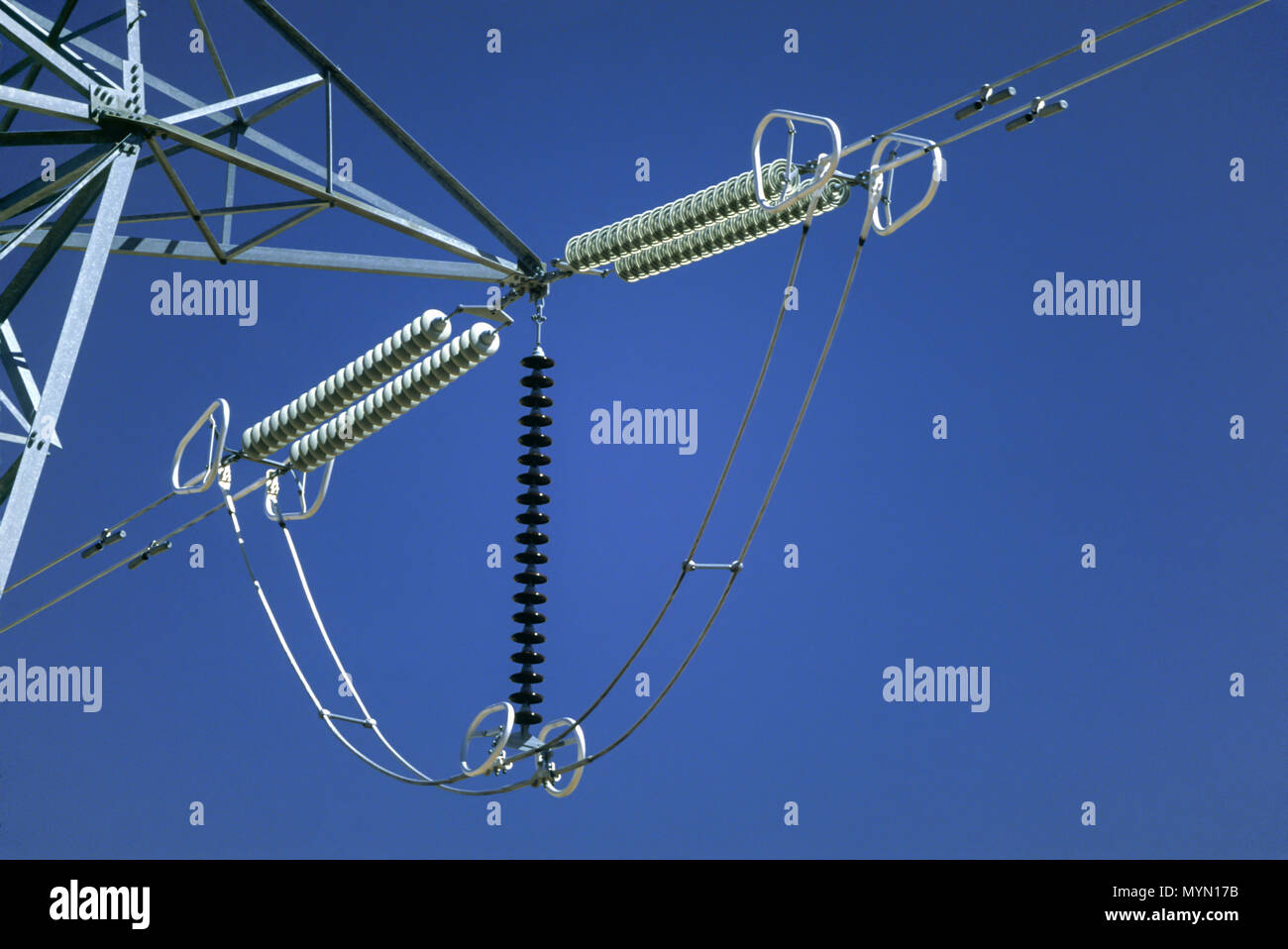 1992 HISTORICAL HIGH VOLTAGE ELECTRIC TRANSMISSION CABLES HANGING FROM ...