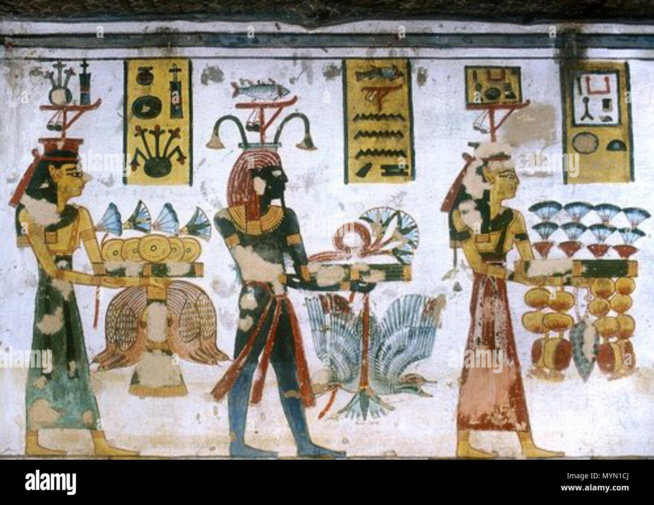 . English: Nile god and goddesses representing Heliopolis and Memphis ...