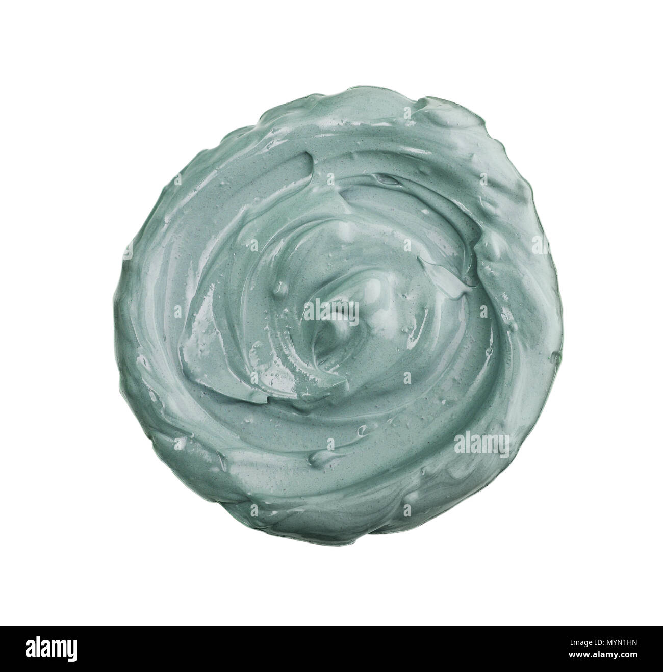 Blue cosmetic clay in glass bowl isolated on white background, with ...