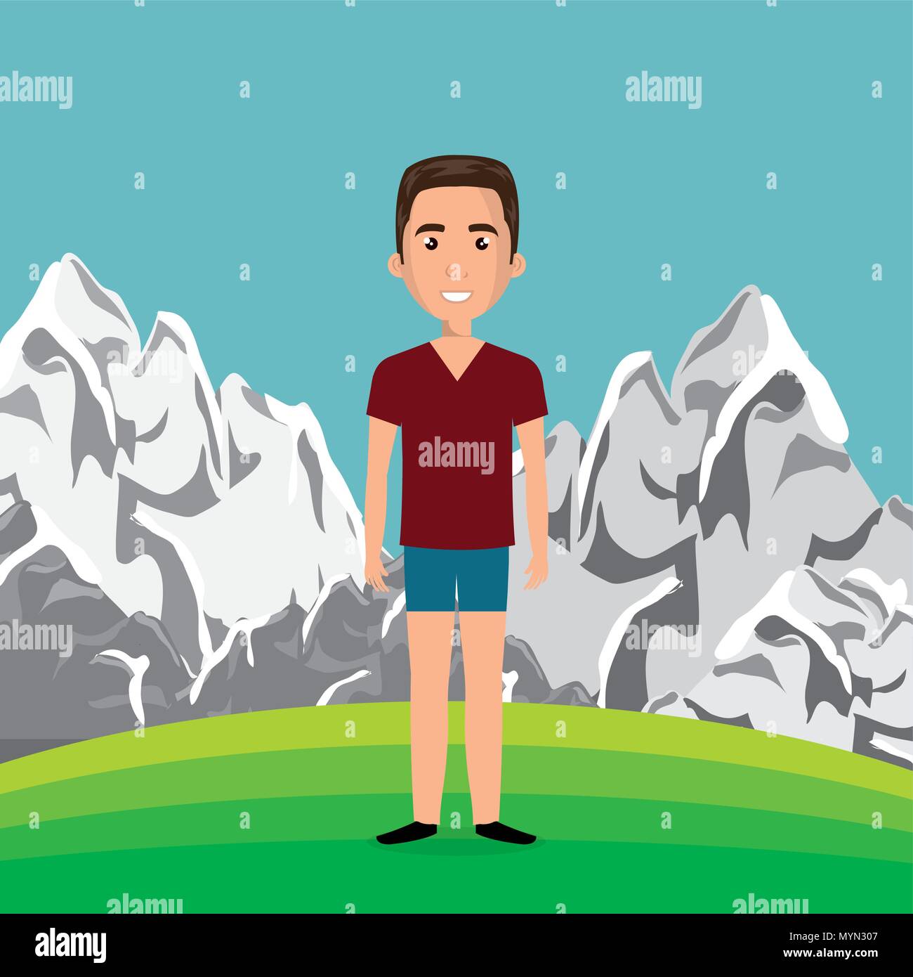 man in the landscape character vector illustration design Stock Vector ...