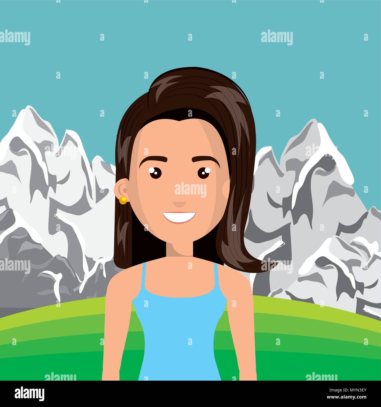 woman in the landscape character vector illustration design Stock ...