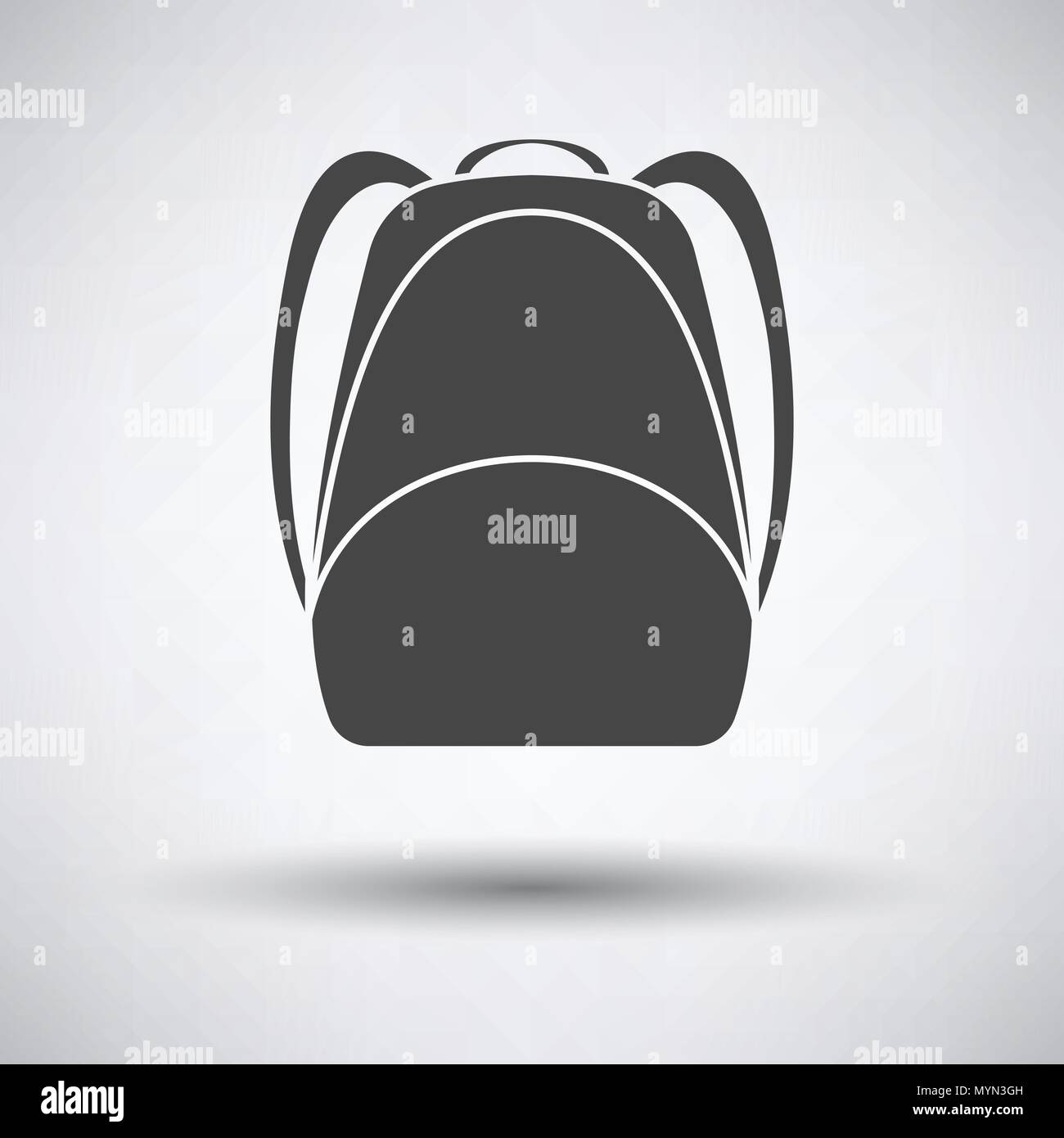 School rucksack icon on gray background, round shadow. Vector ...