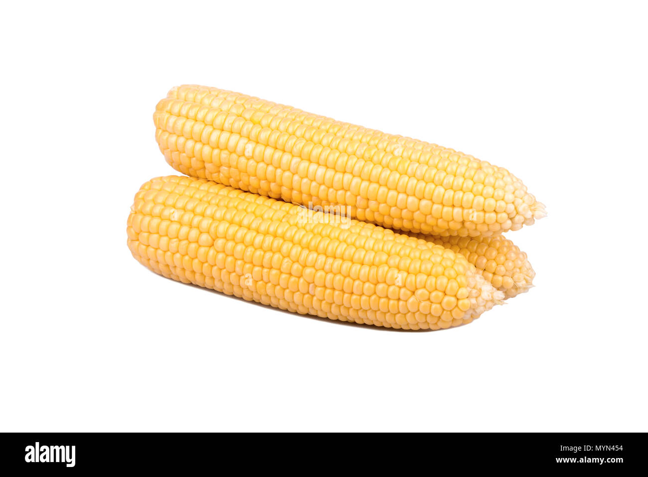 Three fresh corn cobs on a white background Stock Photo - Alamy