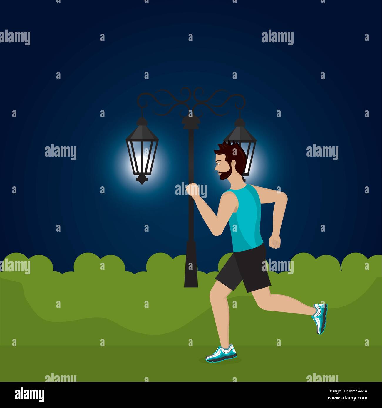 man running in the landscape vector illustration design Stock Vector ...