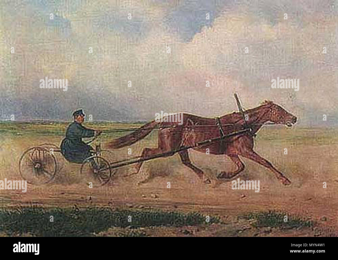 . English: Orlov Trotter mare Krasa in a racing droshky. Français : Une ...