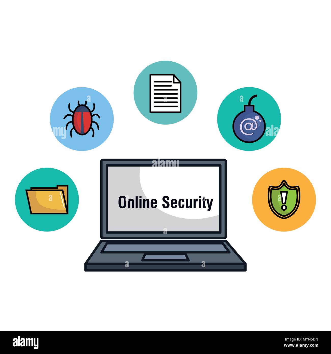 laptop with online security icons vector illustration design Stock Vector Image & Art - Alamy