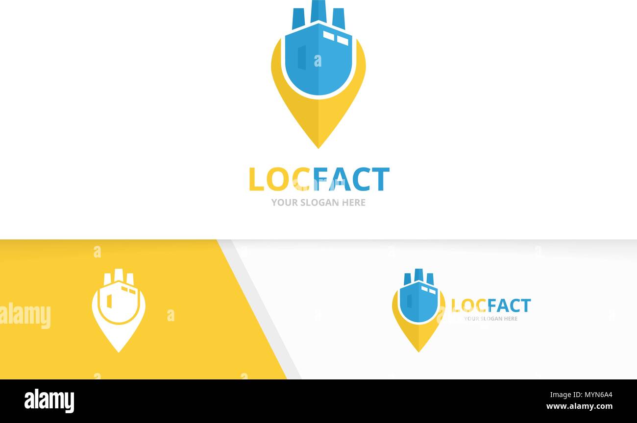 Vector factory and map pointer logo combination. Industry and gps ...